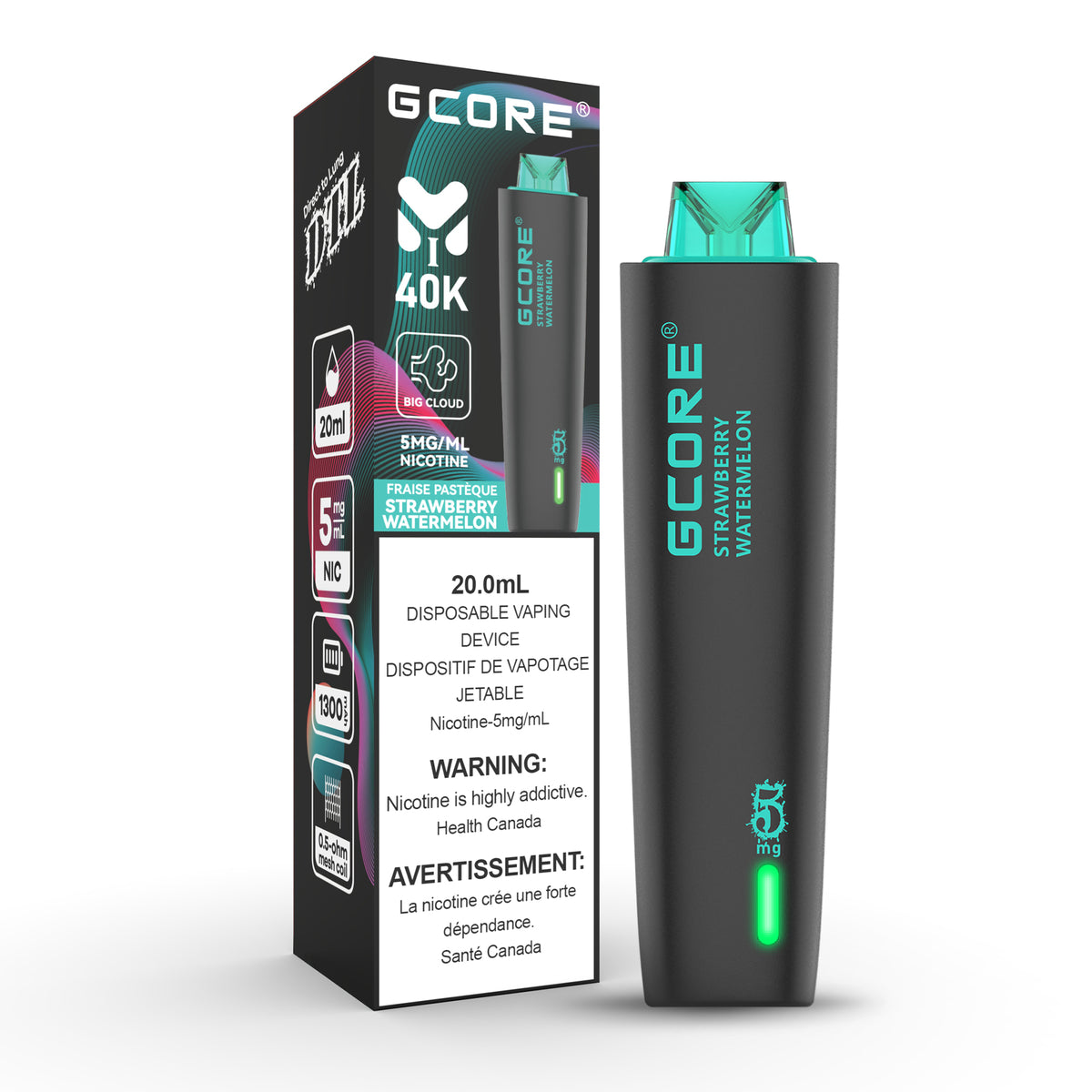 Strawberry watermelon - GCORE Hookah 40k Disposable – Quality Vapes