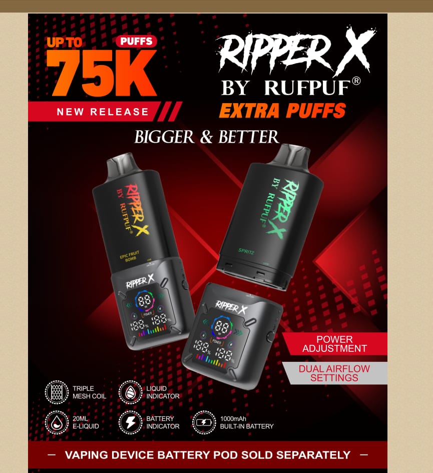Ripper X Pod by Rufpuf 75k | 75000 Puffs – Quality Vapes