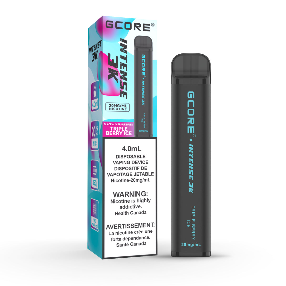 Triple Berry Ice - Gcore 3K Intense Disposable – Quality Vapes