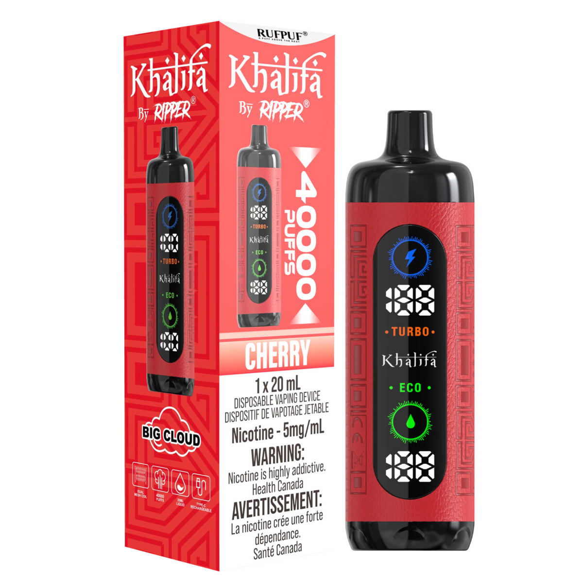 Cherry - Khalifa Bar by Ripper Hookah Vape 40k – Quality Vapes