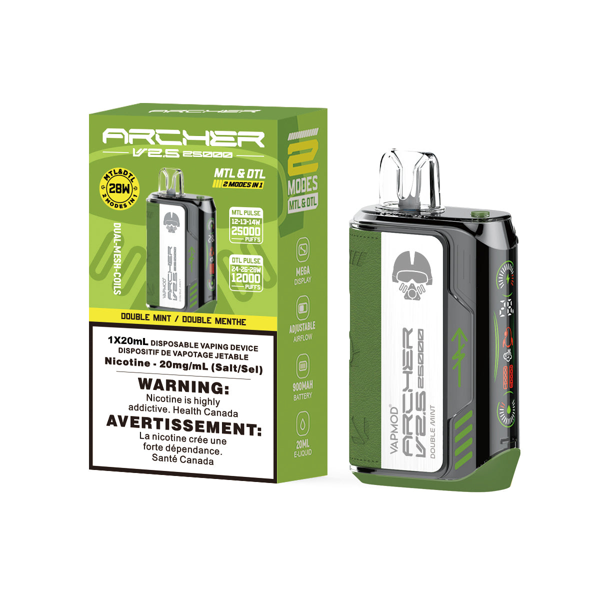 VAPMOD ARCHER Vape 25K Disposable V2.5 - Double Mint – Quality Vapes