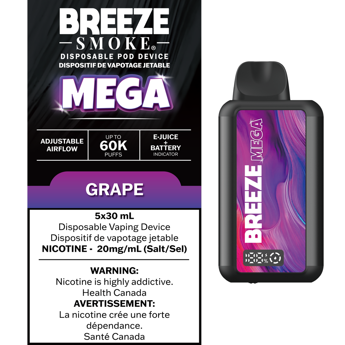 Grape – Breeze Mega 60K Disposable Vape – Quality Vapes