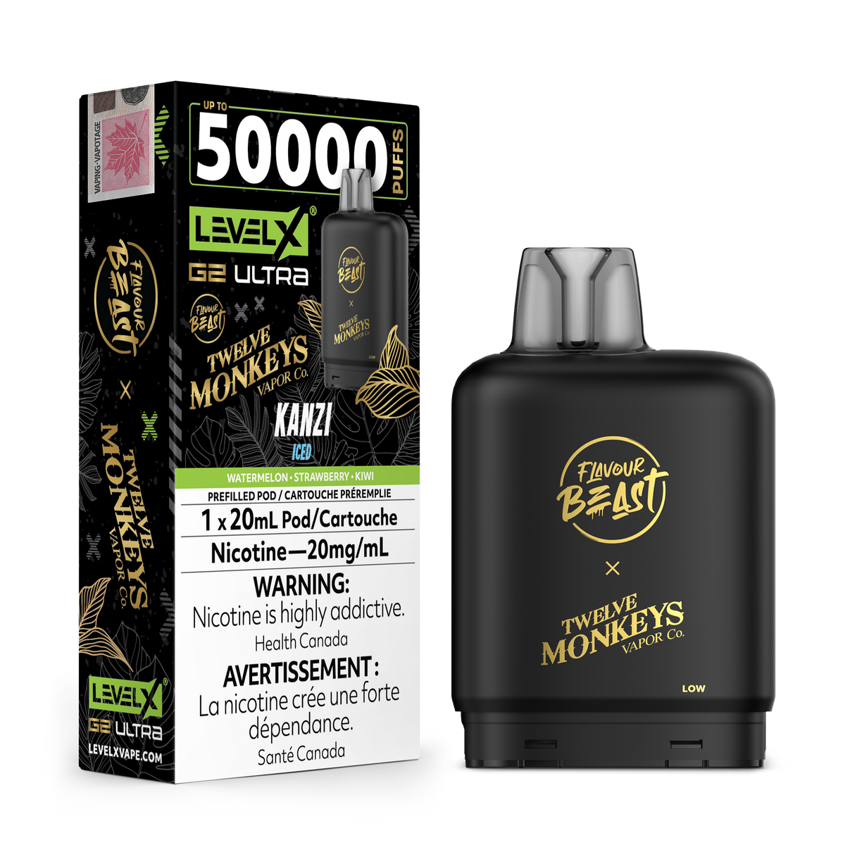 Kanzi Iced - Flavour Beast x 12 Monkeys Level X G2 Ultra 50K Vape Pod ...