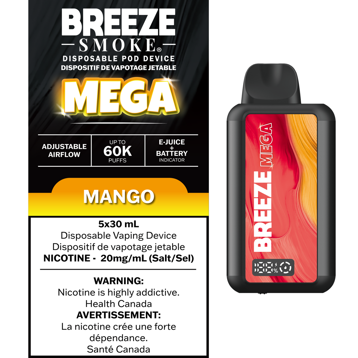 Mango – Breeze Mega 60K Disposable Vape – Quality Vapes