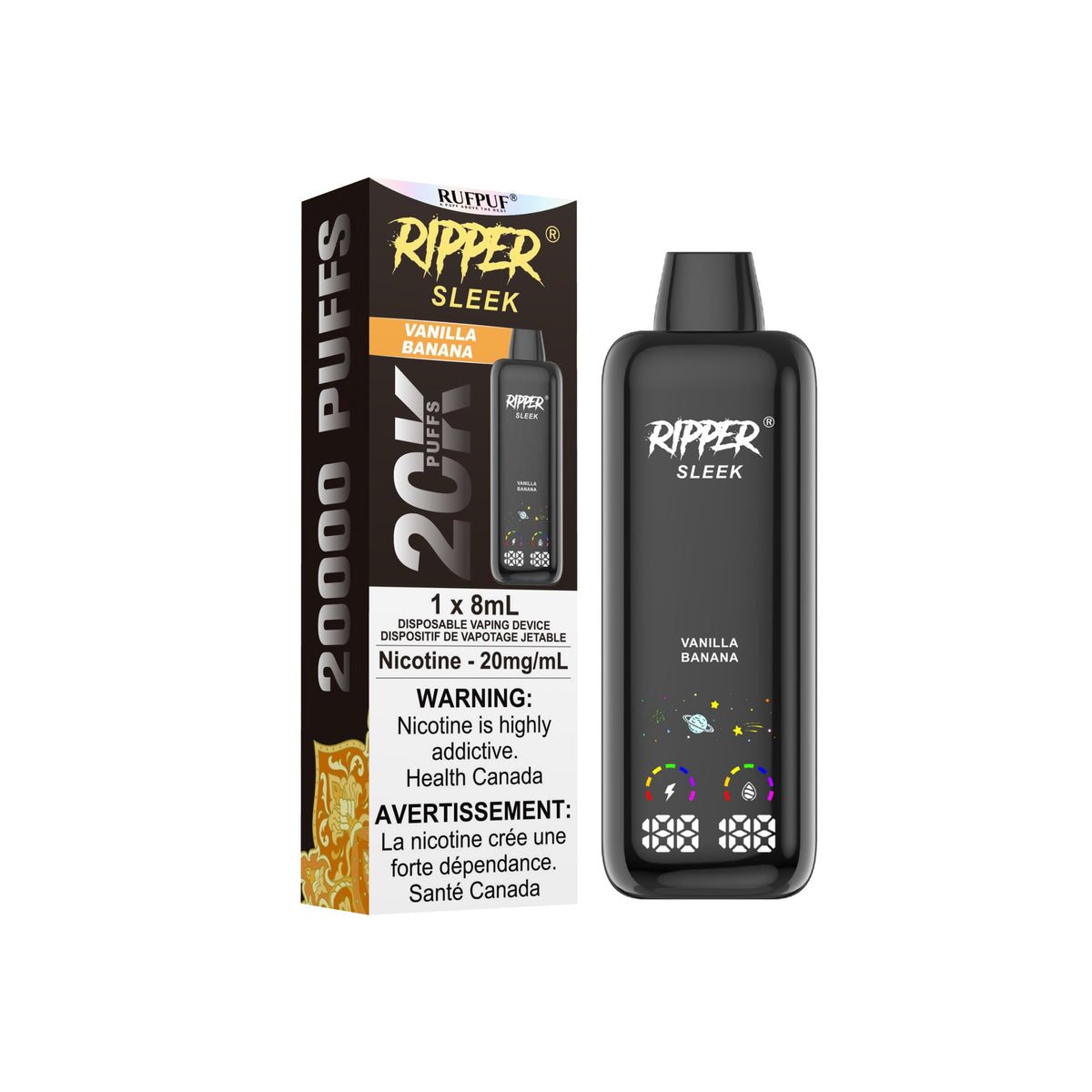 Vanilla Banana – Ripper SLEEK Disposable Vape 20,000 Puffs – Quality Vapes