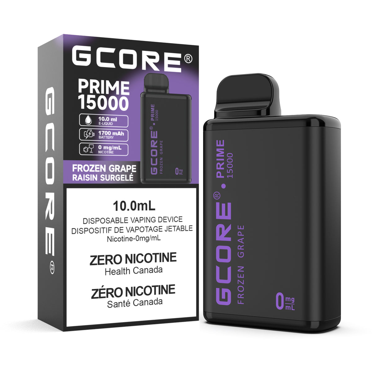 Gcore Prime 15k - Frozen Grape Zero Nicotine Disposable – Quality Vapes