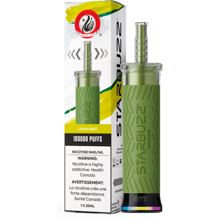 Starbuzz E-Hose 100K – Lemon Mint | 30mL Hookah Disposable – Quality Vapes