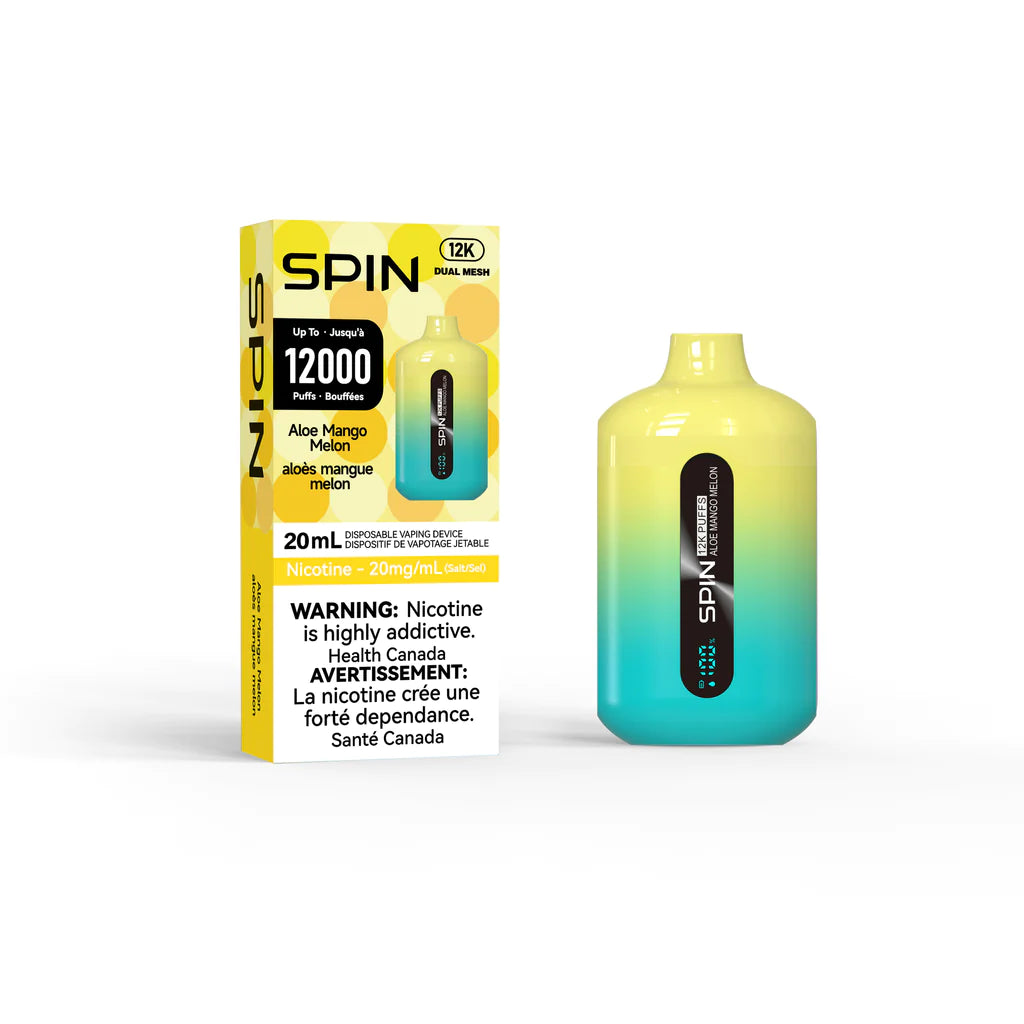 SPIN 12K DISPOSABLE VAPE - Aloe Mango Melon 12000 Puffs – Quality Vapes